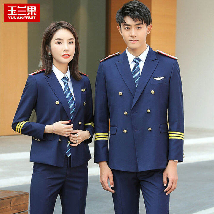 Aviation Uniform Suit Set Pilot Men's and Women's Air Hostess High ...