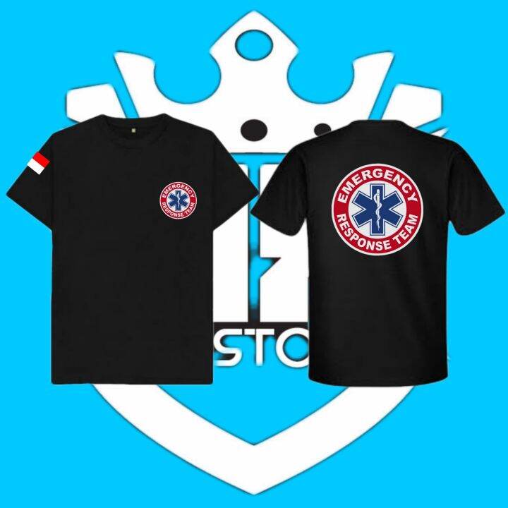 Baju Kaos Pria/Wanita Tulisan Logo Relawan Ambulance/Baju Emergency ...
