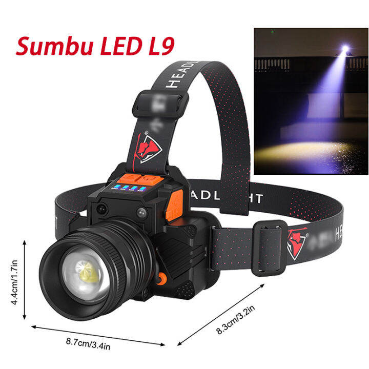 Senter Kepala Led T8 zoom super/lampu depan tahan air sensor gerak/LED ...