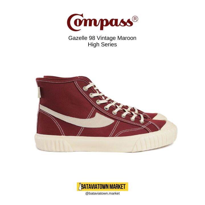 SEPATU COMPASS GAZELLE 98 VINTAGE MAROON HIGH SERIES | Lazada Indonesia