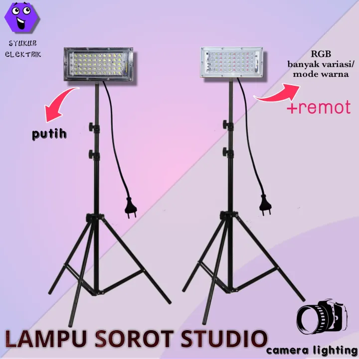 Lampu sorot studio foto Putih dan Rgb Lengkap satu set stand tripod 2m | Lazada Indonesia