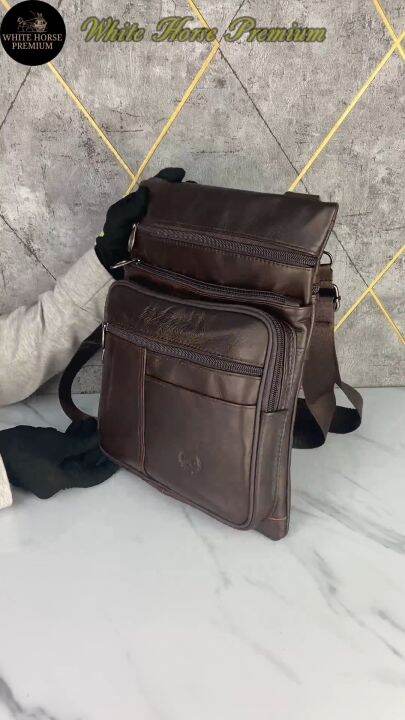 Beg Kulit Lembu Beg Sandang Nipis Lelaki Cowhide Leather Sling Bag Men ...
