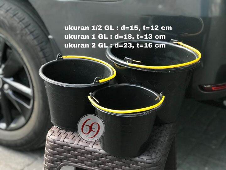 (3 Pcs) Timba 1 Galon Hitam Panda Star / Ember Kecil Plastik Ukuran 1 ...