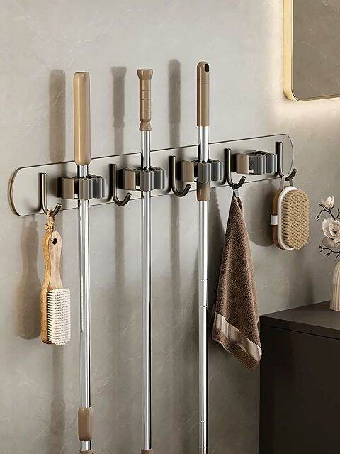 FPX Stainless Steel Mop and Broom Holder Wall Mount Heavy Duty Broom ...