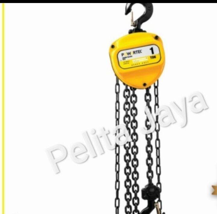 POWERTEC chain block takel manual kapasitas 1 ton x 3 meter | Lazada ...