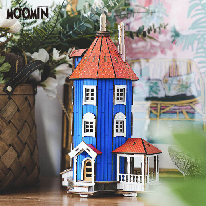 โมเดลประกอบทำจากไม้ทำด้วยมือ DIY บ้าน Moomin Moomin ฟินแลนด์ของตั้งโชว์ ...