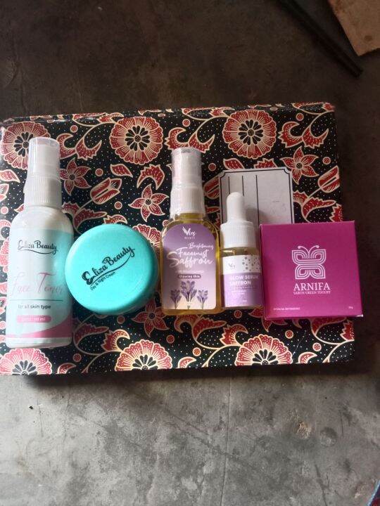 1 paket toner Eliza cream Eliza face mist safron serum safron dan sabun ...