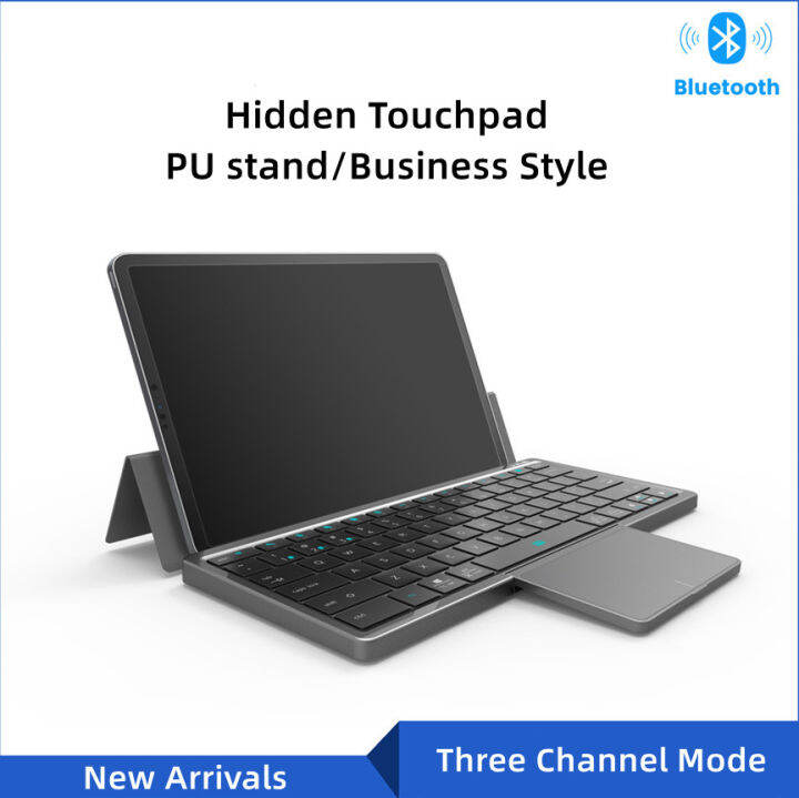 New Hidden Touchpad Wireless Bluetooth Keyboard PU Leather Portable ...