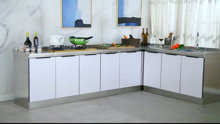 Kabinet Dapur Gas Stainless Steel Kitchen Cabinet Sets Sink Base Stove Hole Kitchen Cabinet 