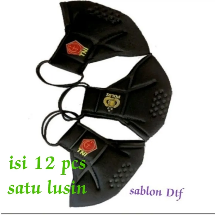 masker Tomo logo TNI polri, polos dan logo umum isi 12 pcs ( satu lusin ...