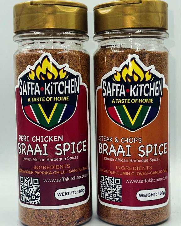 Saffa Kitchen braai spice shaker, Jumbo. Two flavors to choose from: Steak and chops,and Peri ...