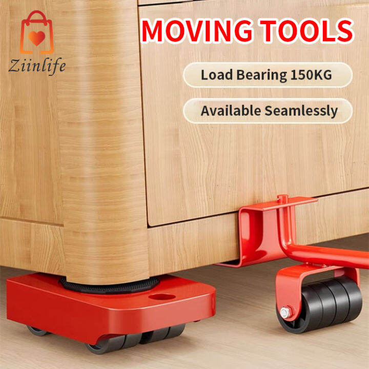 Ziinlife 5 PCS Set Furniture Lifter Mobile Tool Set Easy to Move Slider ...