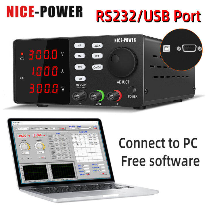 600V 1A Lab DC Power Supply Adjustable 30V 10A Programmable RS232 USB ...