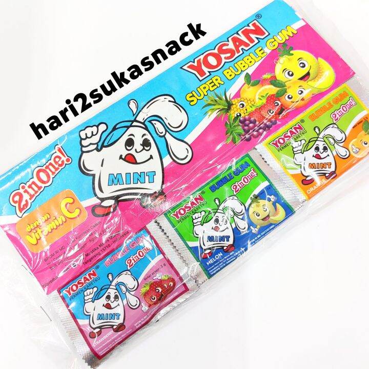 Permen Karet Jadul YOSAN 2in1 Renceng Bubble Gum YOSAN 2inOne | Lazada ...