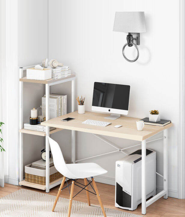 Mrs.DIY โต๊ะทำงาน AB1โต๊ะคอมพิวเตอร์ พร้อมชั้นวางหนังสือด้านข้าง ...