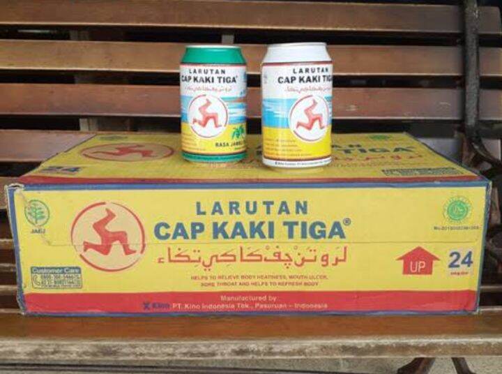 Larutan cap kaki tiga kaleng 320 ml ( rasa jambu, jeruk,leci dan strawberry ) 1 dus isi 24 ...
