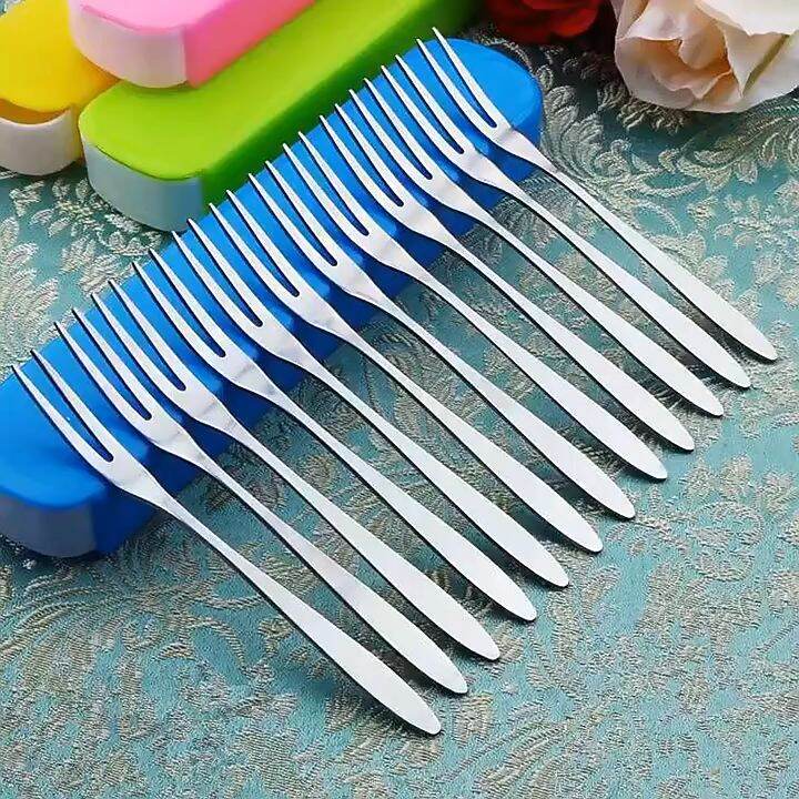 BabyShop-C946 Garpu Buah Stainless Tusukan Buah Kue Puding Garpu 2 Gigi ...