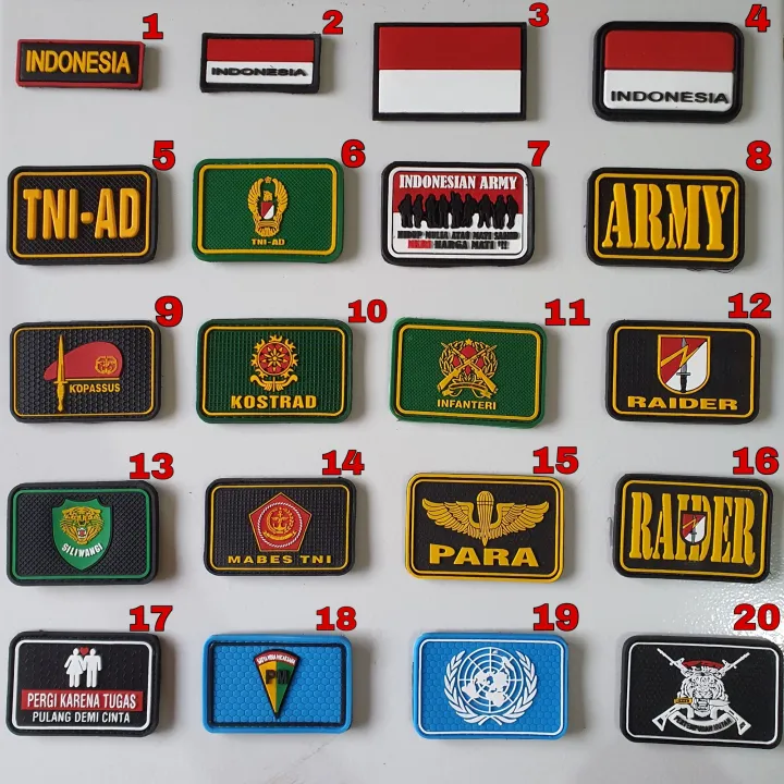 PATCH RUBBER LOGO TNI-AD/INFANTRI/KOSTRAD/RAIDER/KOPASSUS/TEMPELAN ...