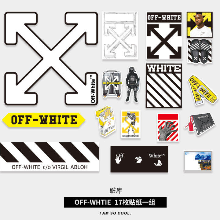 Large Cool Popular Brand Offwhite Stickers Laptop Skateboard Guitar ...