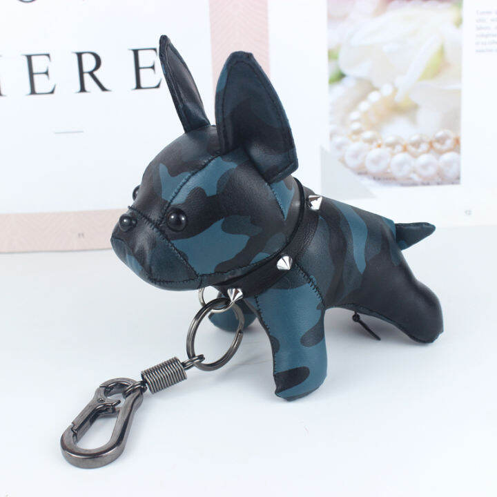French Bulldog Keychain Creative Leather Pendant Bulldog Doll Cute ...