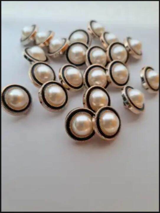 Kancing baju hias mutiara timbul list hitam//varian:ukuran 11 mm ...