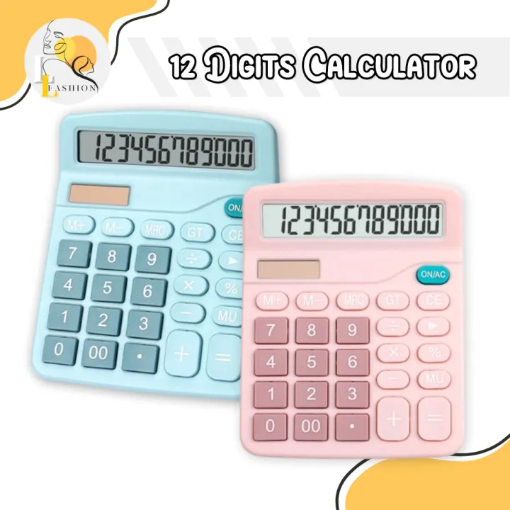 L&L Dual Powered 12 Digits Calculator Cute / Macaron Pastel Colour ...