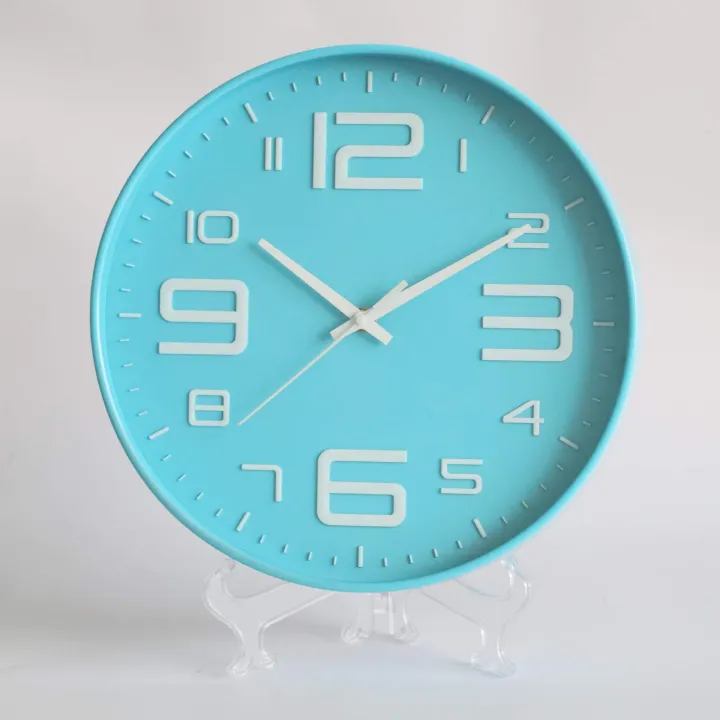 12inch sky blue white Nordic Wall Clock Modern Design Transparent Glass ...