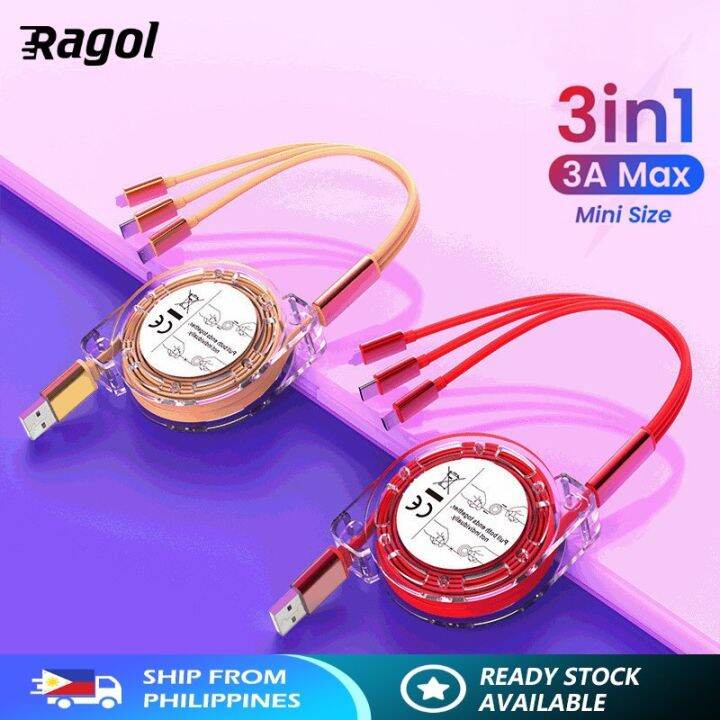 Retractable Charger Original 3 In 1 Fast Charger For Iphone Android ...