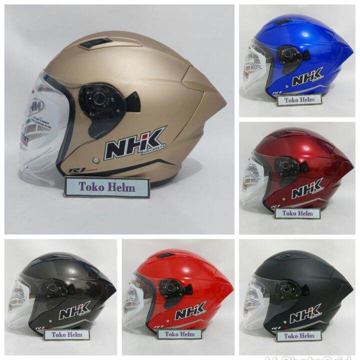 Helm NHK halfface double visor NHK R1 Max polos | Lazada Indonesia