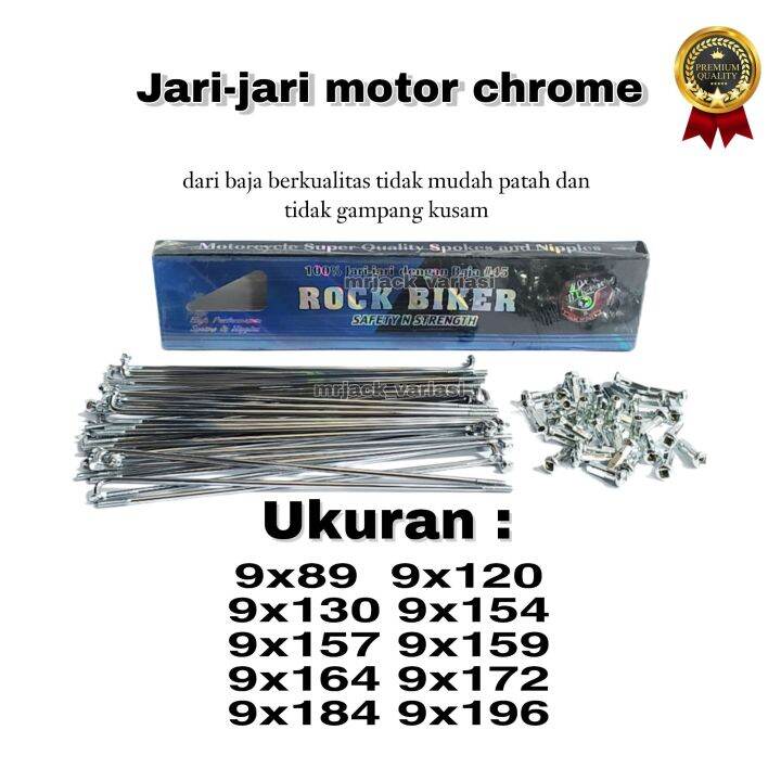 Jari-jari jeruji ruji motor Rock Biker Chrome berbagai ukuran 9x89 ...