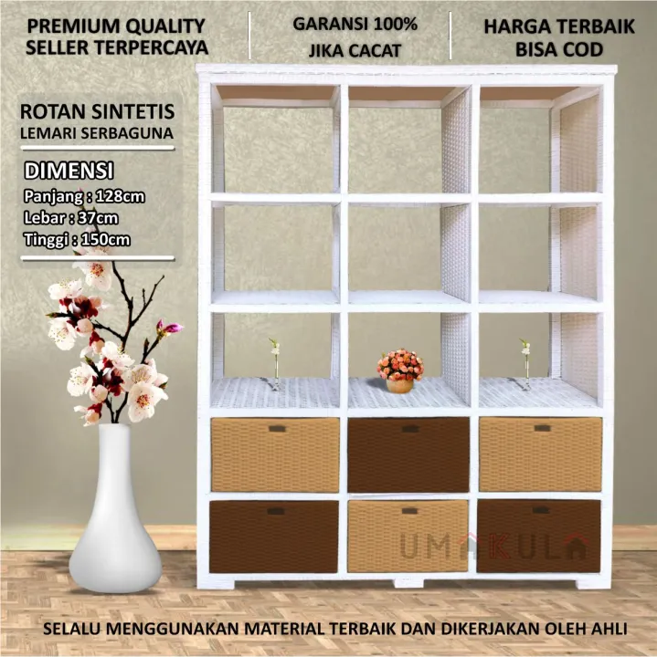 LEMARI RAK PEMBATAS RUANGAN MOTIF KOMBINASI 2 WARNA CANTIK / SKAT ...