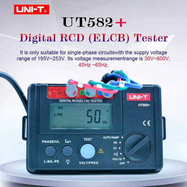 UNI-T UT582+ Digital RCD (ELCB) Tester AUTO RAMP Leakage Circuit ...