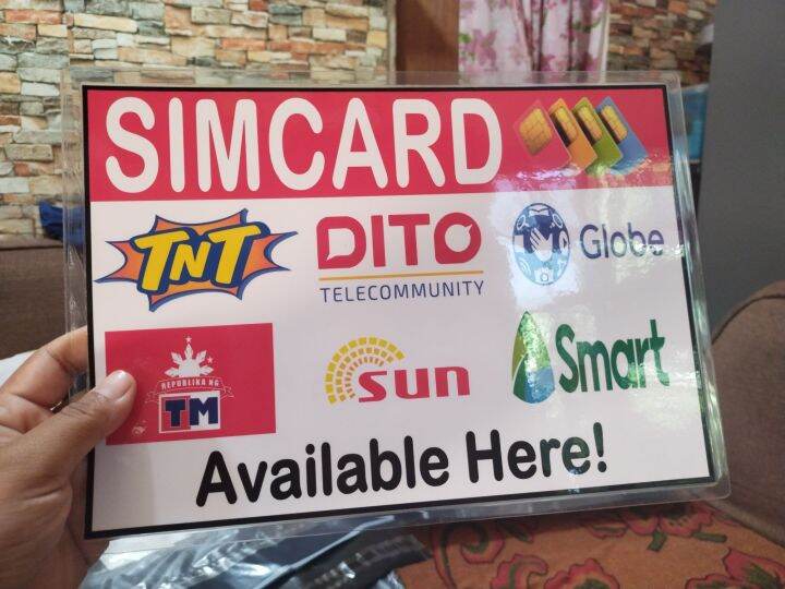 SIMCARD AVAILABLE HERE LAMINATED/PVC-PET SIGNAGE | Lazada PH