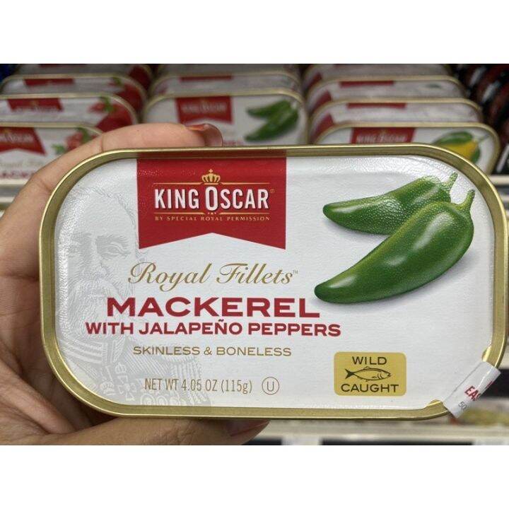 เนื้อปลาแมคเคอเรล ปรุงรส และ พริกจาลาปิโน ในน้ำมันมะกอก ตรา คิง ออสการ์ ...