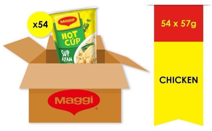 [ Borong Carton Wholesale ] Maggi Hot Cup Chicken ( 57g x 54 cups ) # ...