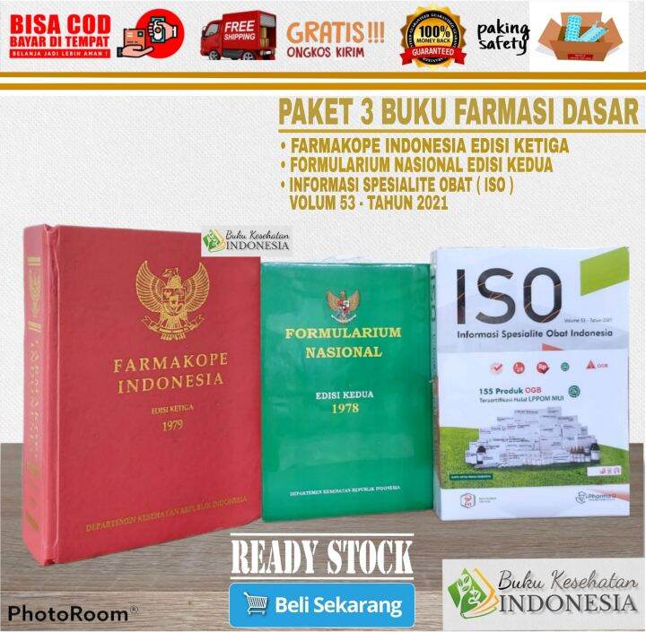 PAKET 3 BUKU FARMASI DASAR FARMAKOPE EDISI 3 ISO OBAT FORNASFORMULARIUM ...