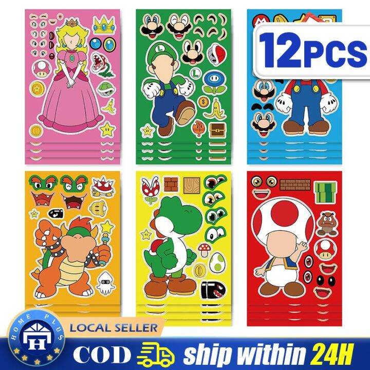 【Local Delivery】 Super Mario Bros Sticker Boy Girl Cartoon Parent-Child ...