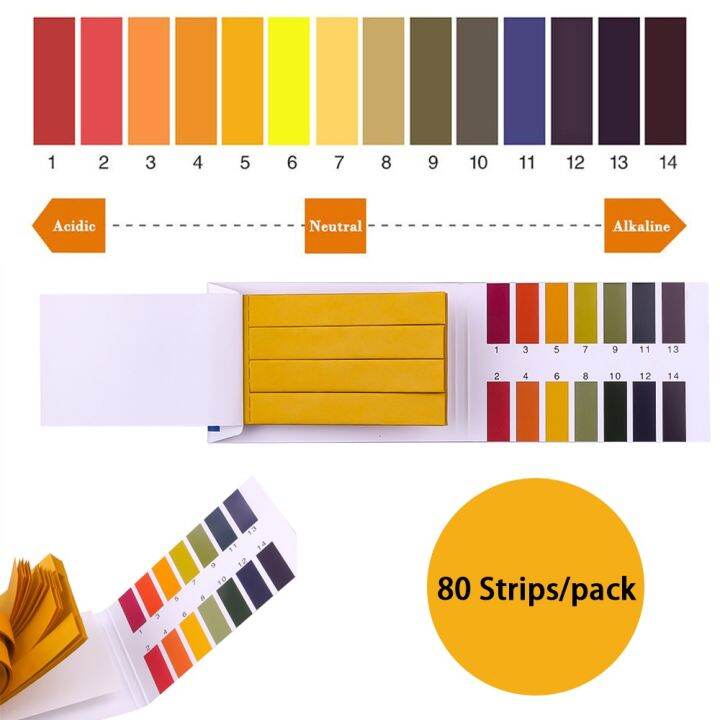 80 Strips PH Test Strips PH Test Paper 1-14 Litmus Acid-Base Indicator ...