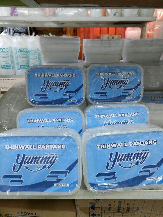 KOTAK THINWAL PANJANG YUMMY UKURAN 650MIL ISI 10 | Lazada Indonesia