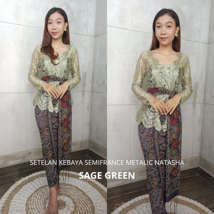 Kanaya Setelan Kebaya Brokat Semifrance Natasha dan Rok Kamen Moscreft ...