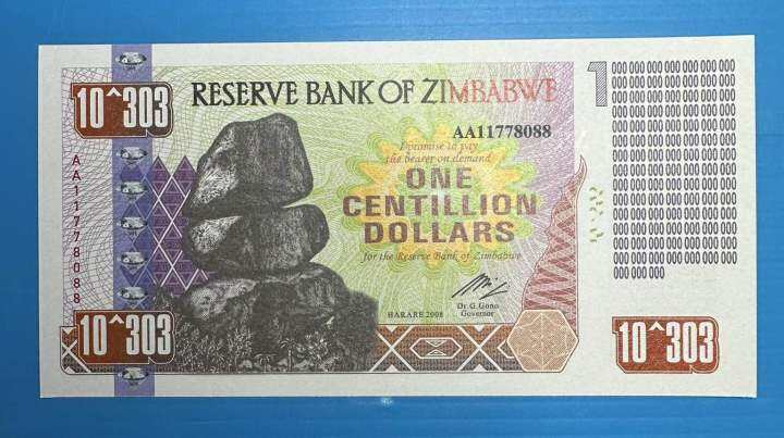ZIMBABWE ( 津巴布韦 ) 1 Centillion Dollars Banknotes 100 Trillion Series ...