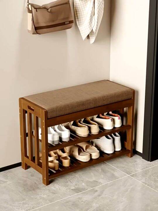 Shoe Changing Bench Wooden Shoe Changing Stool Soft Cushion Shoe ...
