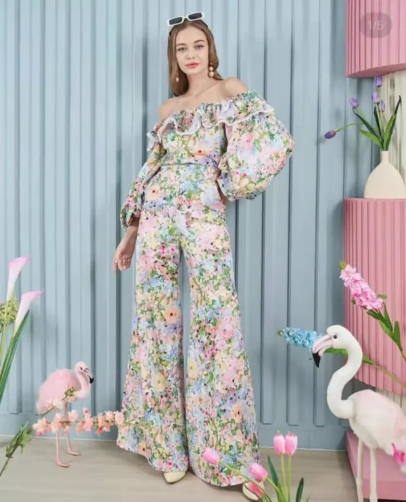 Pastel Flora Set ดอกไม้สีพาสเทล น่ารักละมุนมาก ดีเทลเสื้อปาดไหล่ | Lazada.co.th