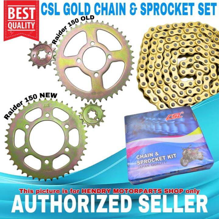 CSL Gold Chain and Sprocket Set for SUZUKI RAIDER 150 NEW / RAIDER150 ...
