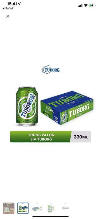 (Tặng 1ly Thuỷ Tinh) 1 Thùng Bia Tuborg 330ml (thùng 24 lon) | Lazada.vn
