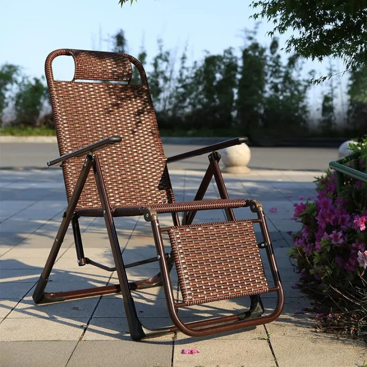 Rattan Recliner Folding Lunch Break Rattan Chair Nap Balcony Home ...