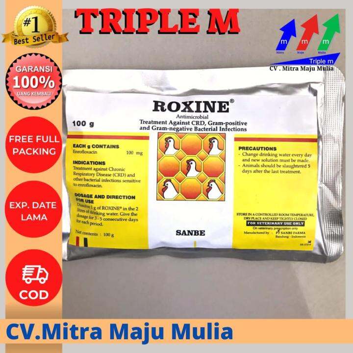 Roxine 100 gram Serbuk Antibiotik Ayam Broiler Layer CRD Collibasilosis ...
