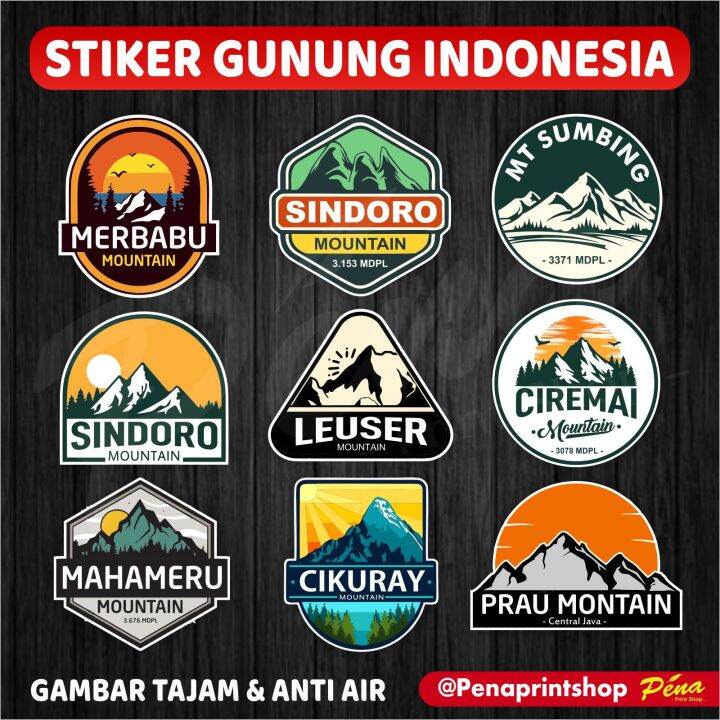 Sticker Stiker Gunung Indonesia Mountain Survival Adventure Pendaki ...