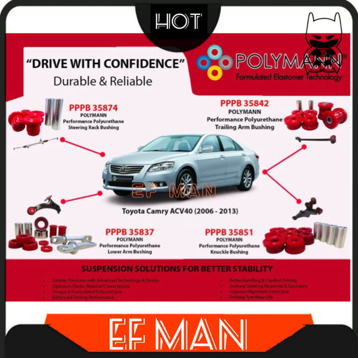 POLYMANN BUSH TOYOTA CAMRY ACV40 ACV50 AVC30 LOWER ARM STEERING RACK ...