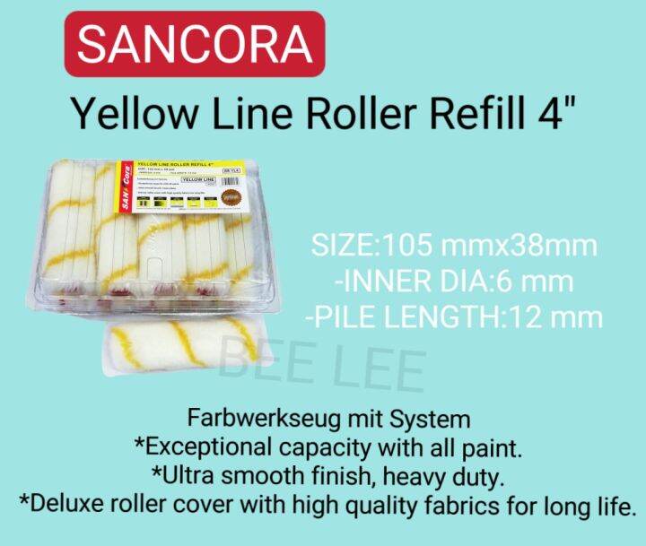 (SANCORA) Yellow Line Roller Refill 4" | Lazada